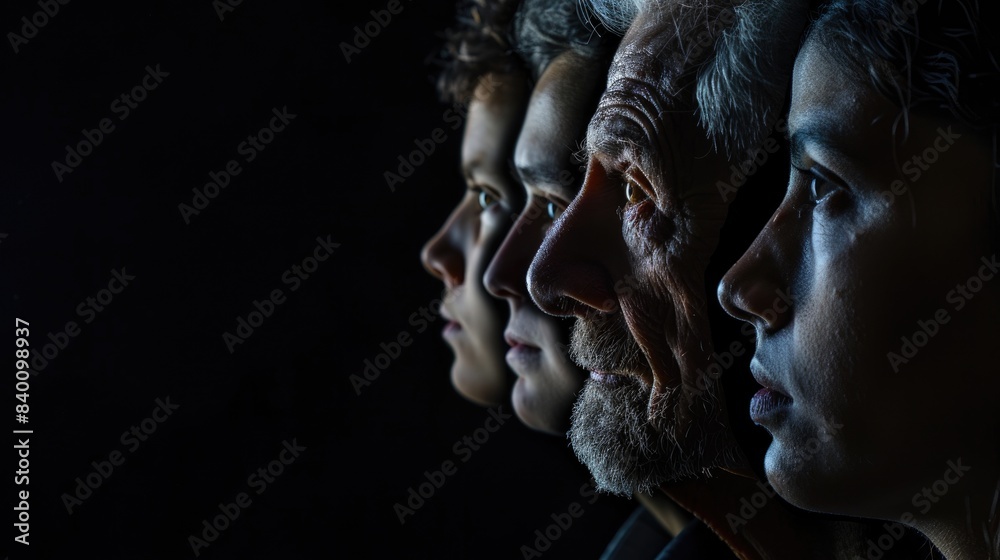 The human face, made from different portraits of different people of ...