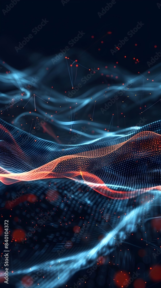 Mesmerizing abstract tech waves with flowing luminous particles and ...