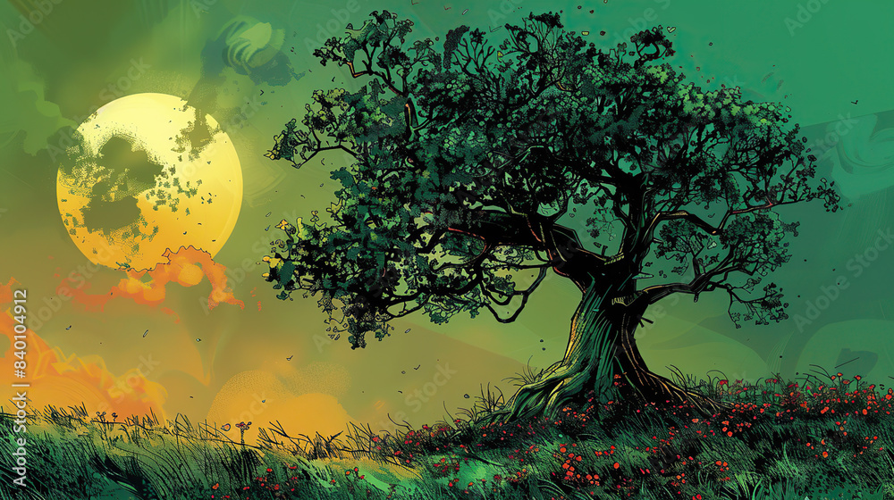 comic-style tree, cartoon tree, tree illustration, comic tree ... comic-style tree, cartoon tree, tree illustration, comic tree ...