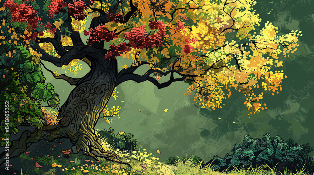 comic-style tree, cartoon tree, tree illustration, comic tree ... comic-style tree, cartoon tree, tree illustration, comic tree ...