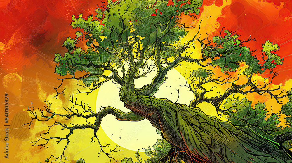 comic-style tree, cartoon tree, tree illustration, comic tree ...