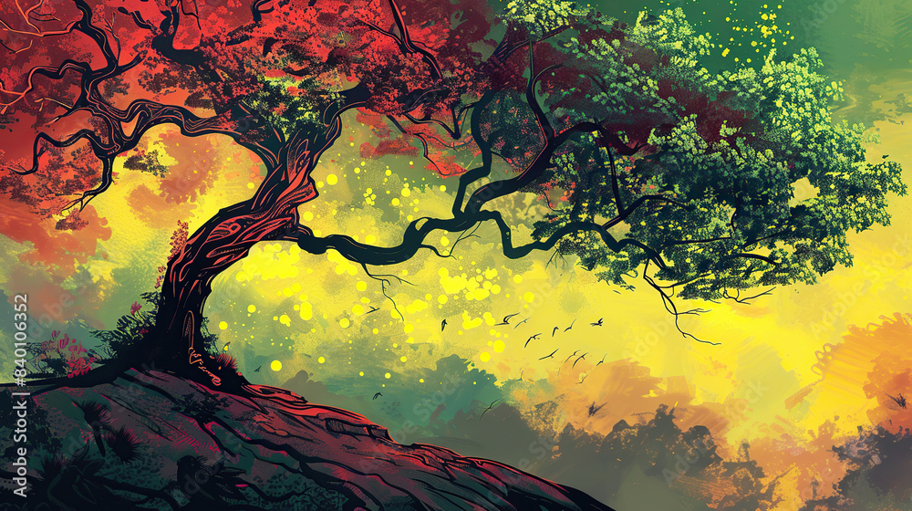 comic-style tree, cartoon tree, tree illustration, comic tree ...