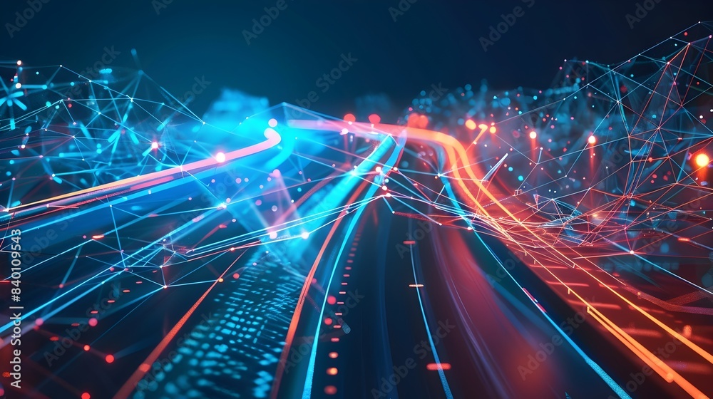 Abstract Representation of Smart Transportation Network Lines in Motion ...