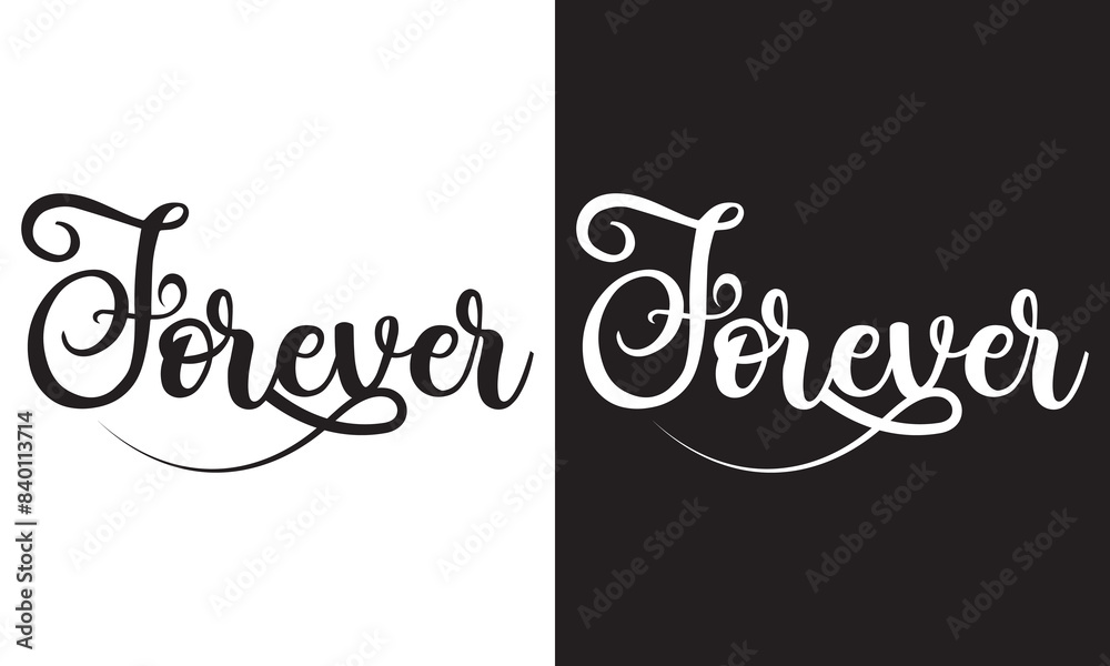 Forever - hand lettering word. Calligraphic vector hand drawn text ...