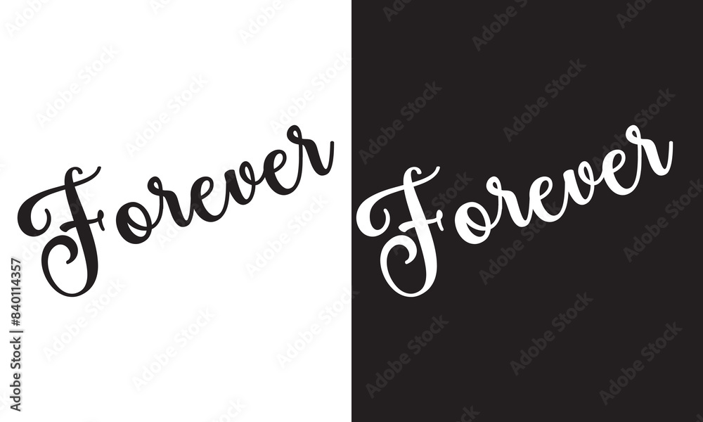 Forever - hand lettering word. Calligraphic vector hand drawn text ...