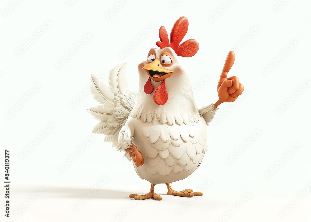 This clipart illustration features a happy cartoon chicken pointing at ...