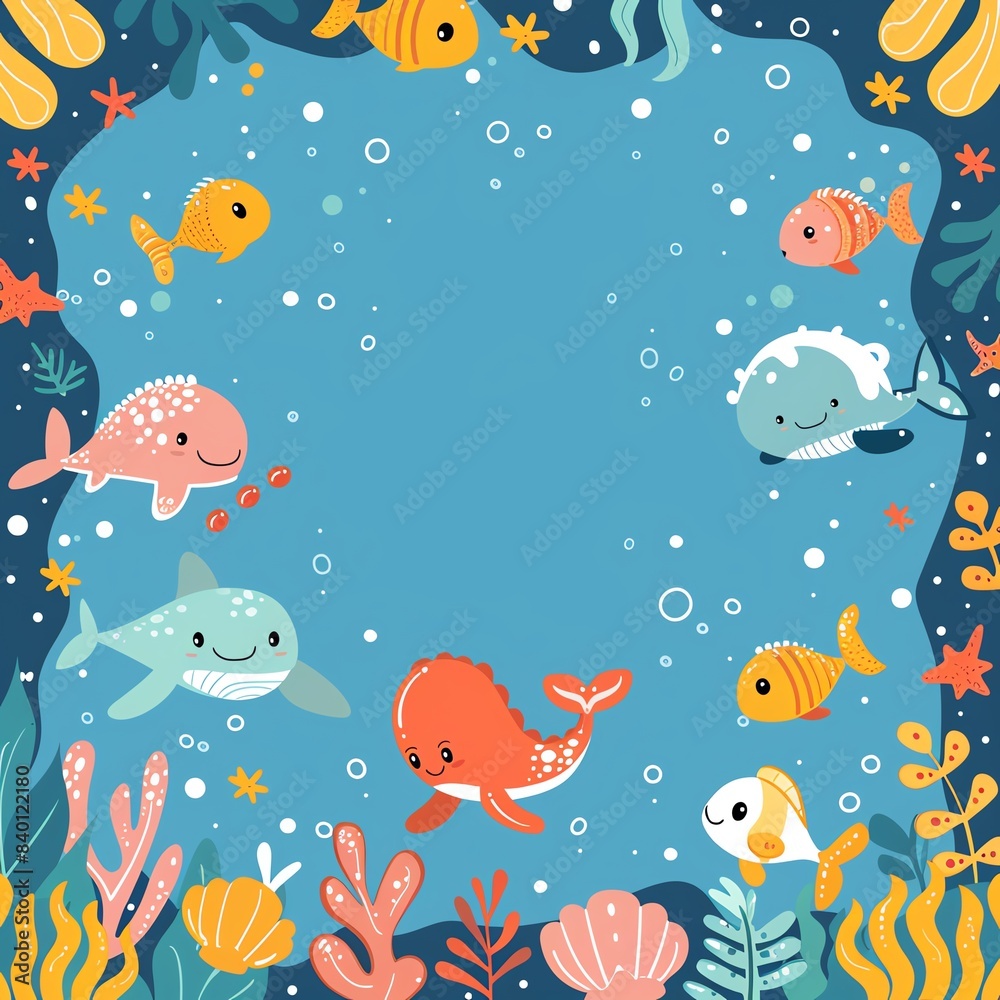 Under the sea template featuring playful sea creatures and customizable ...