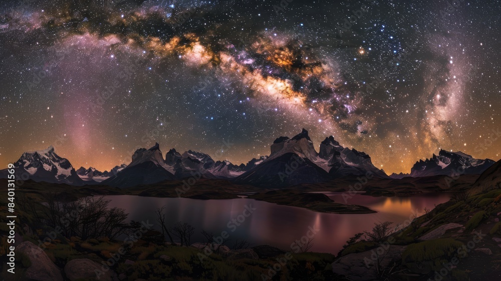 The Milky Way galaxy over Torres del Paine National Park in Patagonia ...