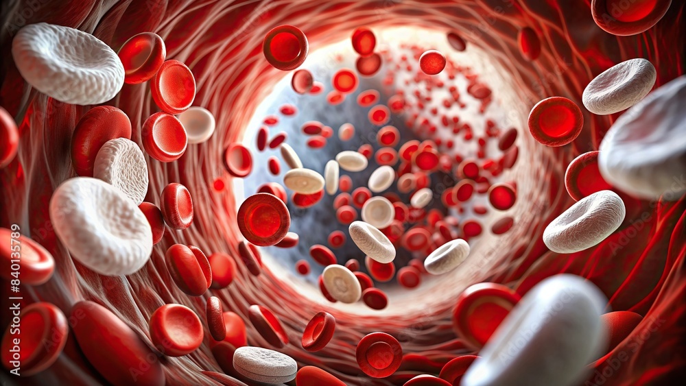 Red and white blood cells flowing through a vein on World Hemophilia ...