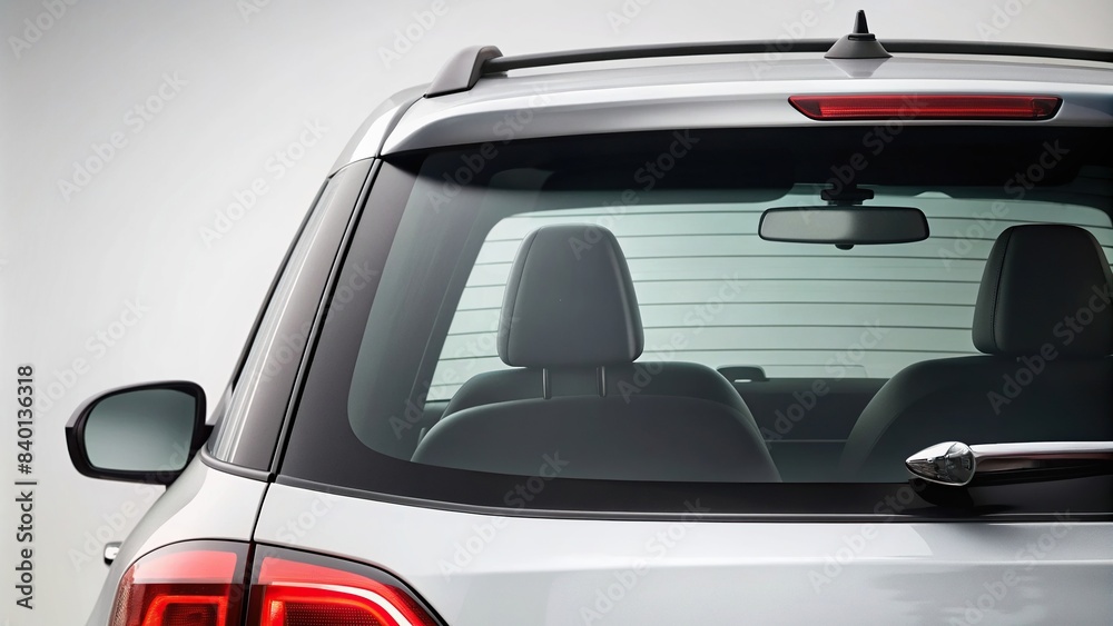 Detailed mockup of car window decal on white background , blank, car ...