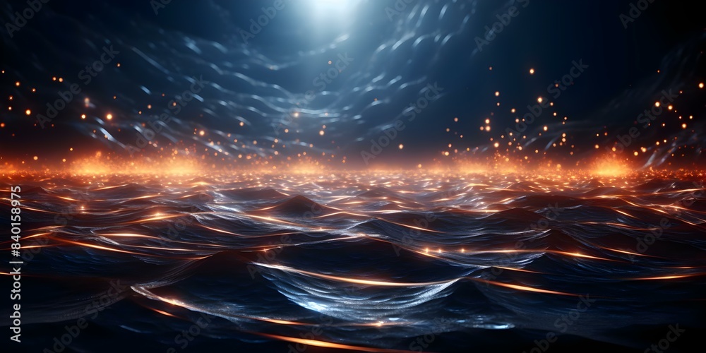 Visual music display with bright particles creating a wavelike effect ...
