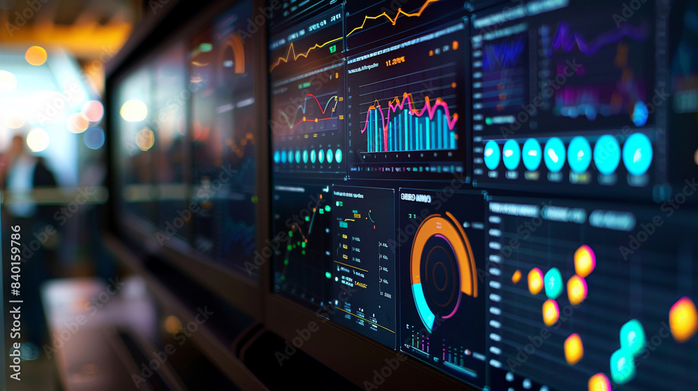 Business intelligence dashboards visualize data. Real-time metrics ...