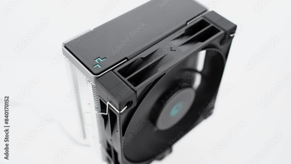Cooler computer fan isolated on white. Active CPU cooler with large ...