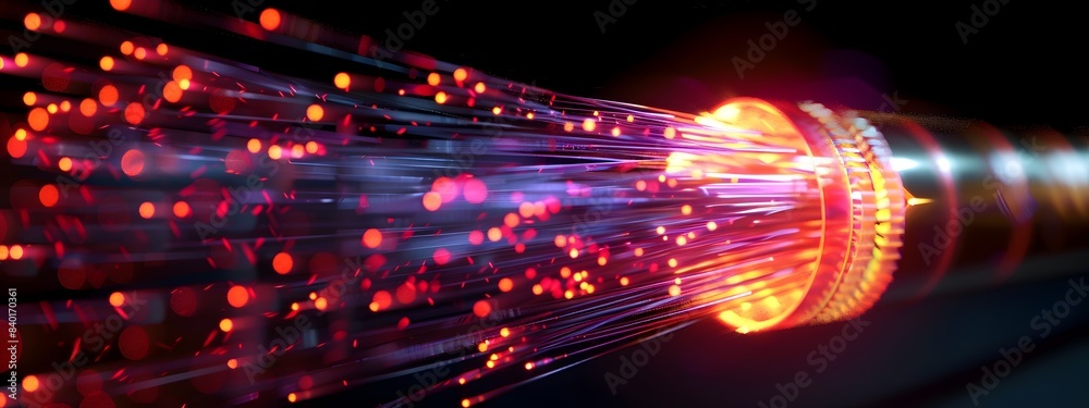 3d Rendered Fiber Optic Cable Fusion Process Detailed Diagram For Telecom Infrastructure Stock