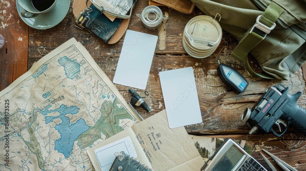 Wildlife Conservation Essentials Field Desk GPS Devices and Map of ...