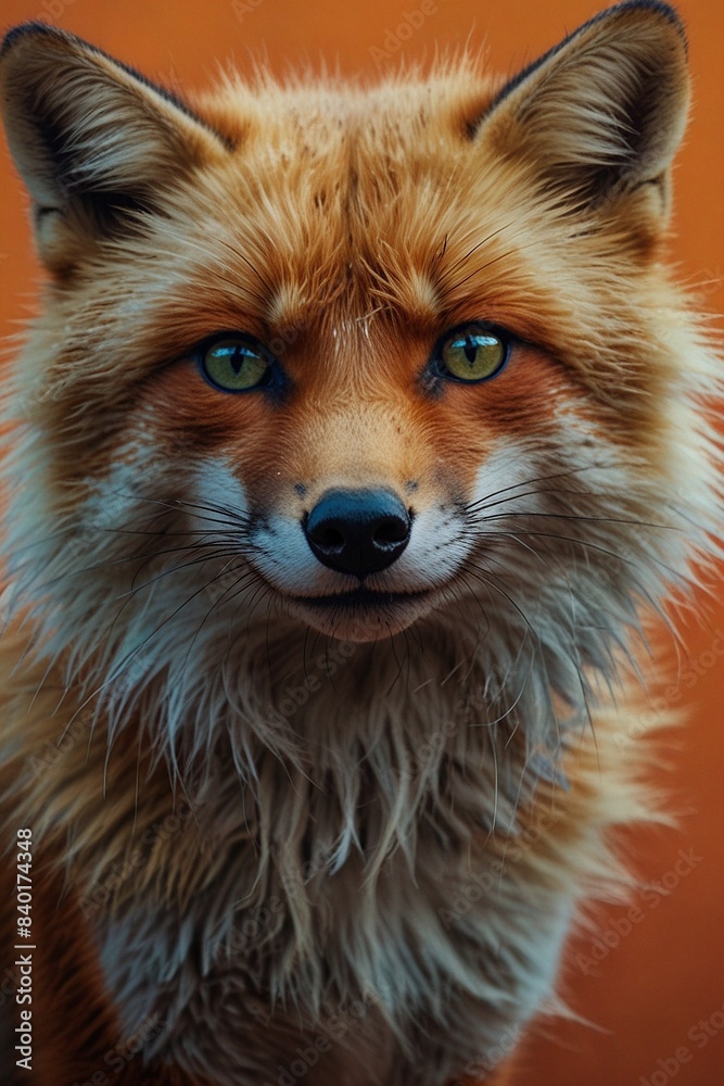 Fox Portrait: A Detailed and Colorful Illustration in Orange Style ...
