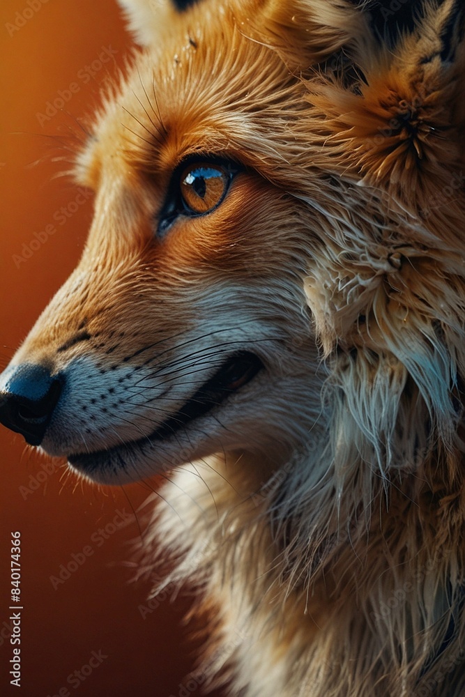 Fox Portrait: A Detailed and Colorful Illustration in Orange Style ...