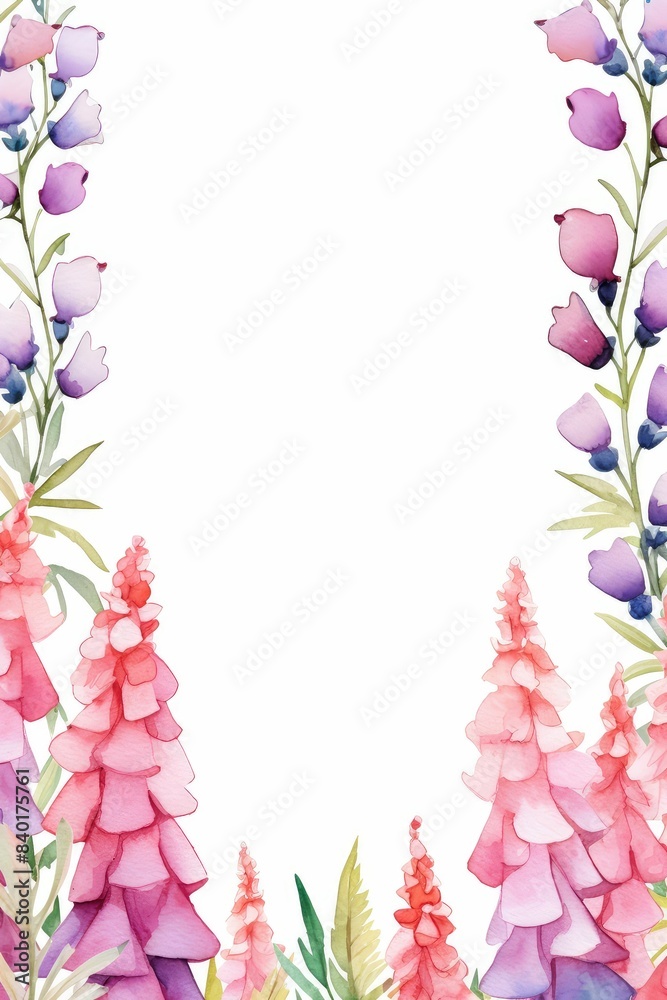 foxglove themed frame or border for photos and text. with tall spires ...