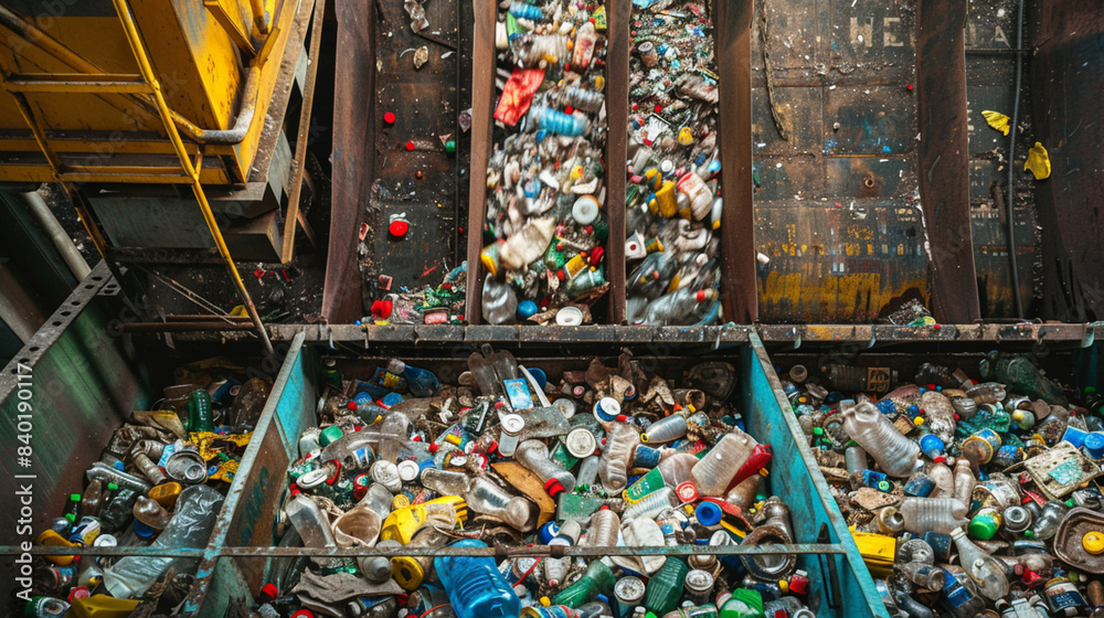 Manual waste bulkhead showing Waste and Garbage sorting at a recycling ...