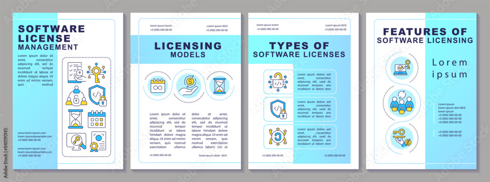 Software licenses management brochure template. Leaflet design with ...