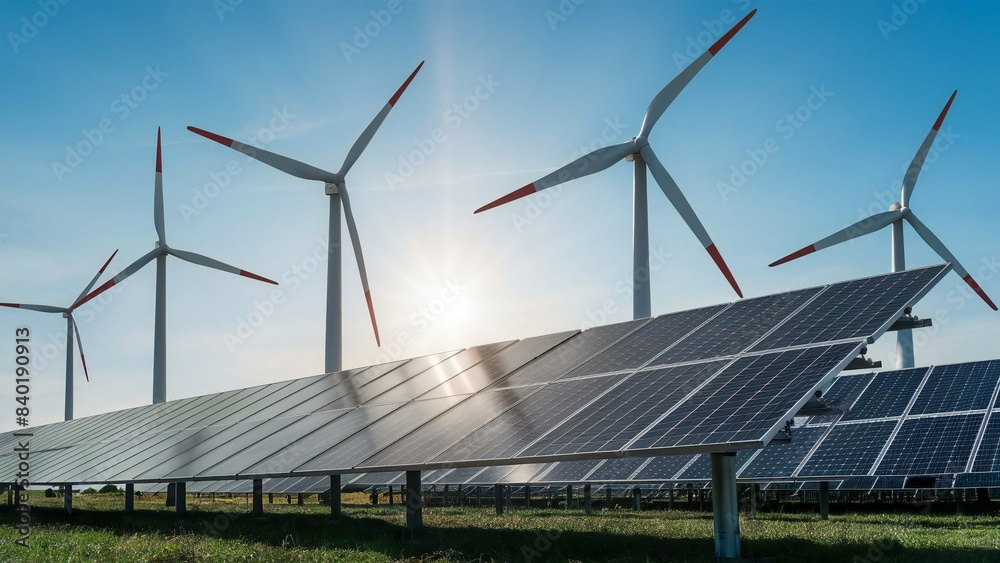 wind turbine and solar panels, Wind turbine and solar panels energy ...