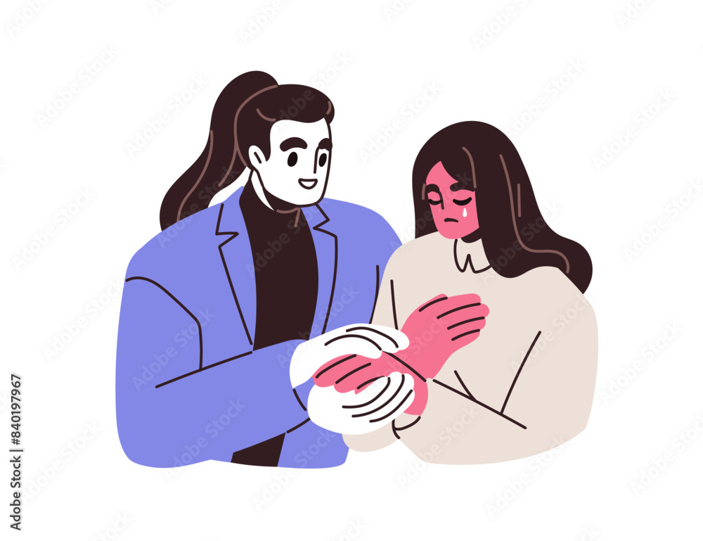 Empathy and support concept. Comforting crying sad friend in grief ...