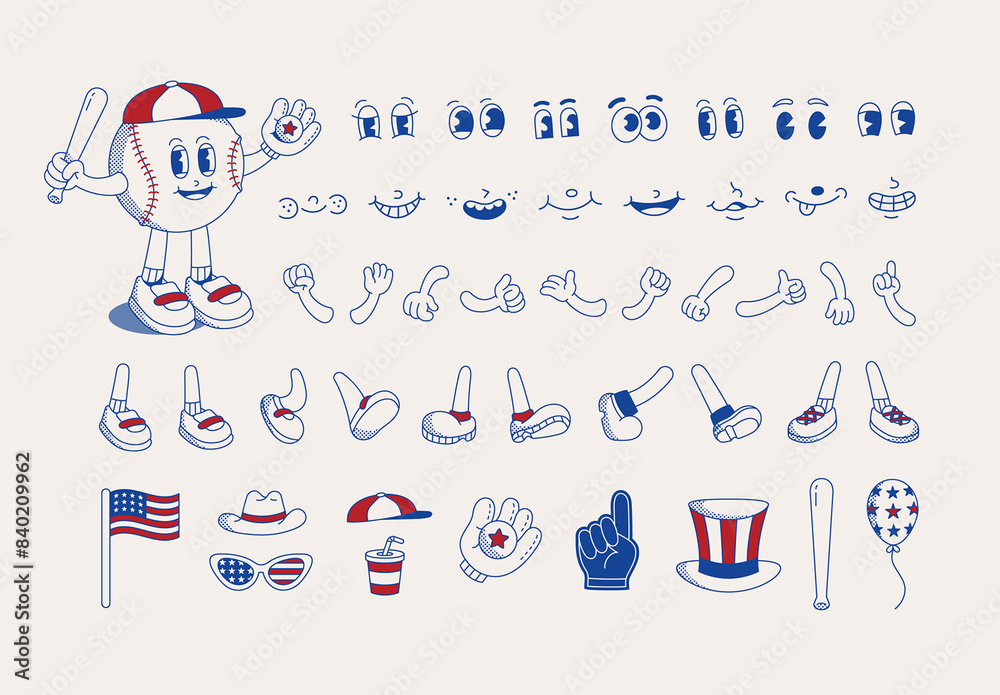 Baseball Character Creator Kit Stock Template | Adobe Stock