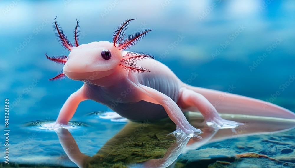 axolotl amphibius isolated in lake water; a shiny, fresh seafood Stock ...
