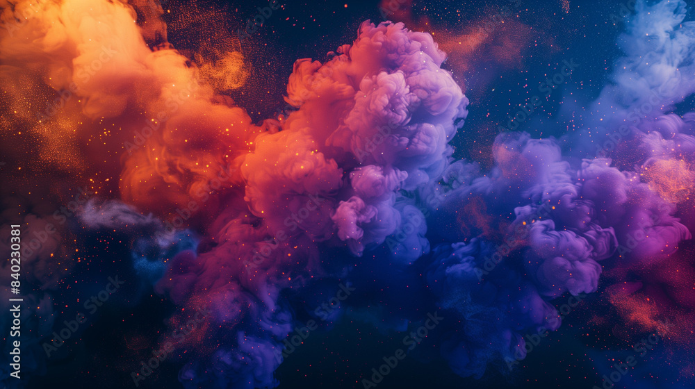 Product display frame with colorful powder paint explosion, vibrant ...