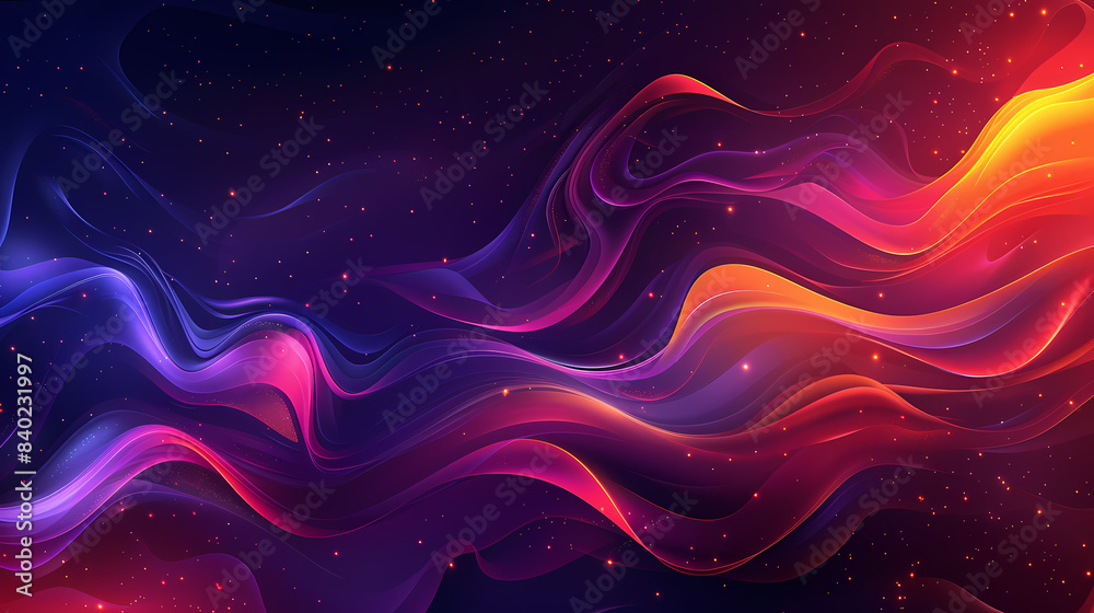 Colorful abstract wave patterns against a starry dark background, creating a mesmerizing and ...