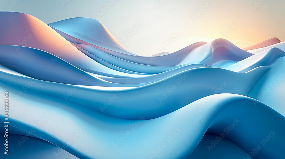 Abstract, Flowing, Pastel Blue and Orange Gradient Waves Background ...