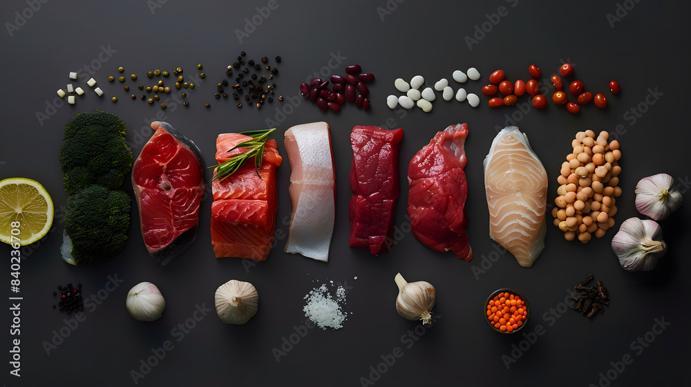 Visually Stunning Protein Palette: Nutritious Food Showcase Stock Photo ...