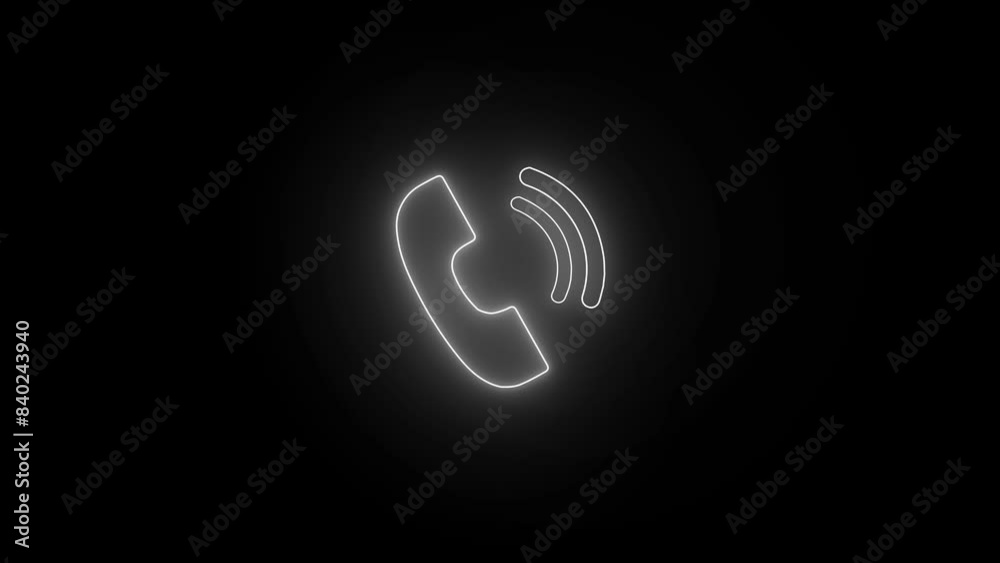Neon Incoming call ring icon background black Screen animation of phone ...