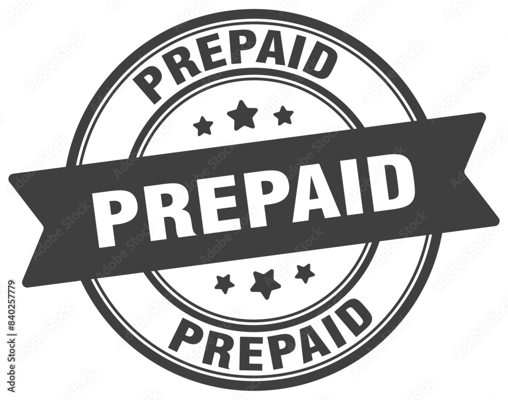 prepaid stamp. prepaid label on transparent background. round sign ...