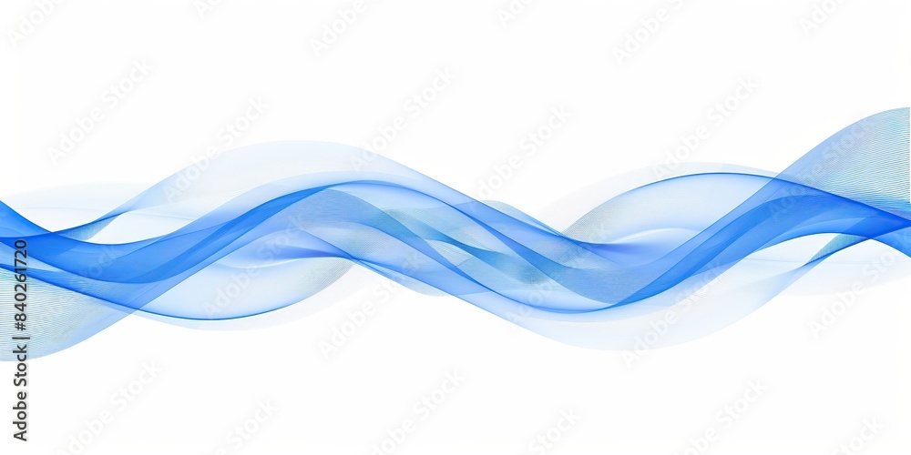 Blue color wave isolated on white. Abstract background with smoke wavy ...