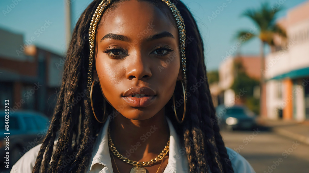 Stunning portrait of a beautiful black female influencer and model ...