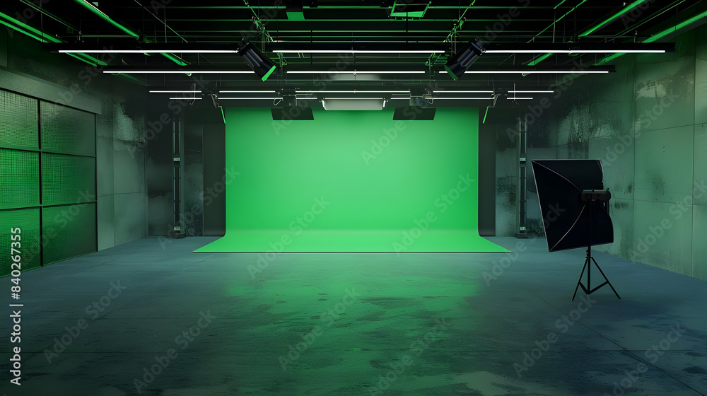 Virtual TV Studio Set Green screen background 3d Rendering Stock ...