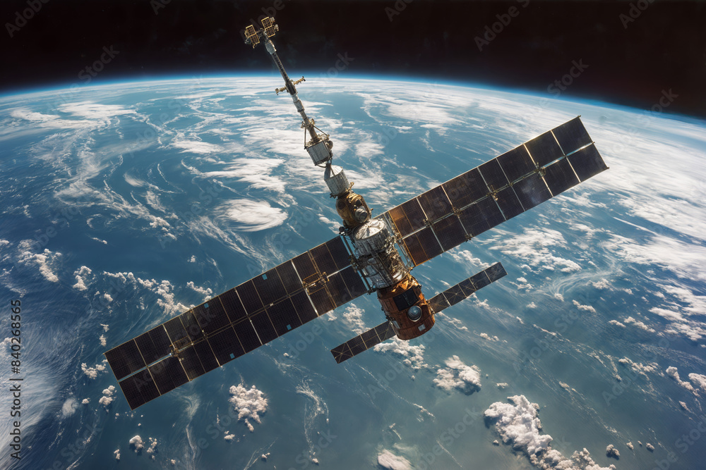 Satellite in Earth's orbit, showcasing advanced space technology for ...