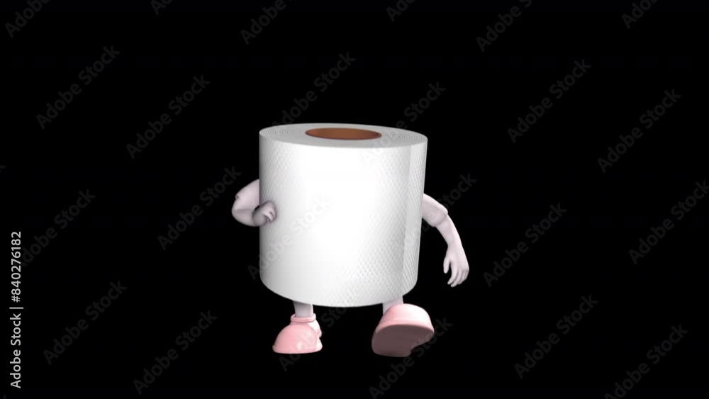Seamless cartoon animation of a walking toilet paper roll isolated with ...