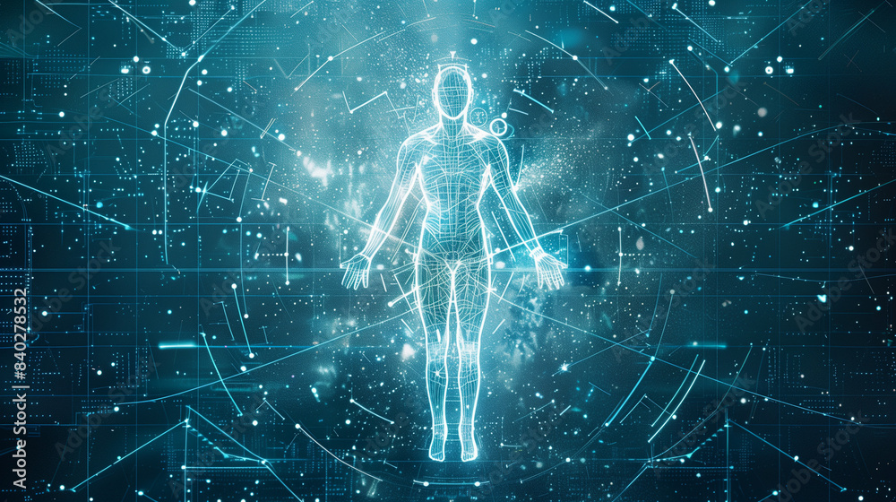 human blueprint, digital human, futuristic design, technology, virtual ...