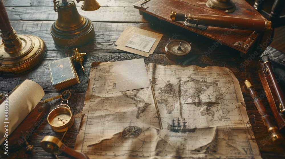 Nautical Navigation Essentials Marine Captain's Chart Table with Blank ...