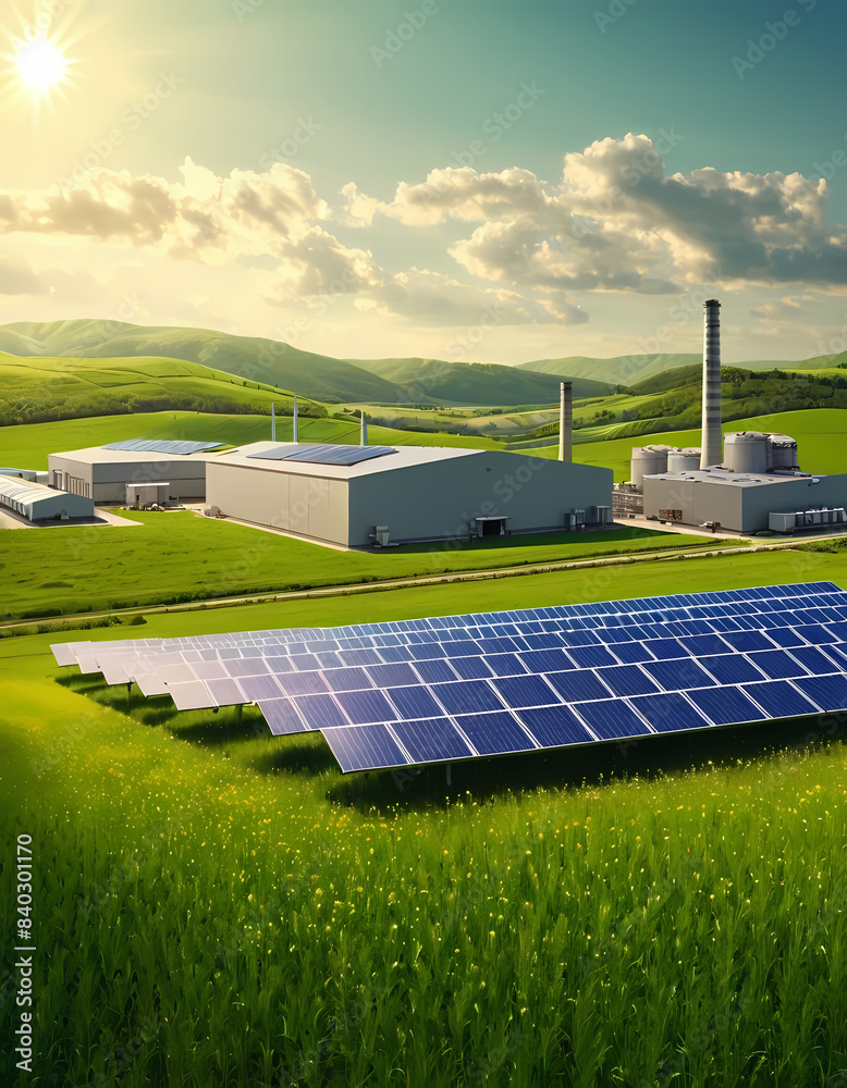 Sustainable Production: A biofuel plant and solar panels - an ...
