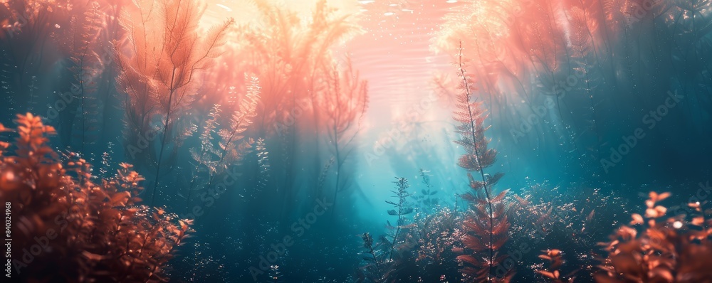 Abstract Underwater Scene close up, focus on, copy space Vibrant coral ...