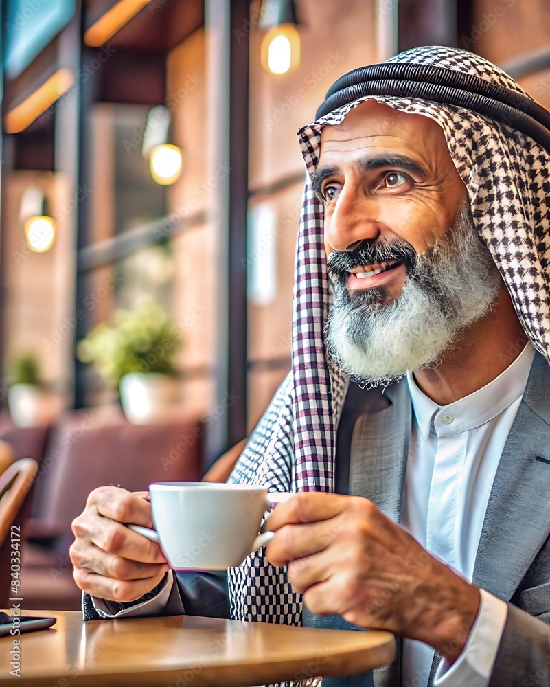 A mature Middle Eastern man with a bald head and a trimmed beard ...