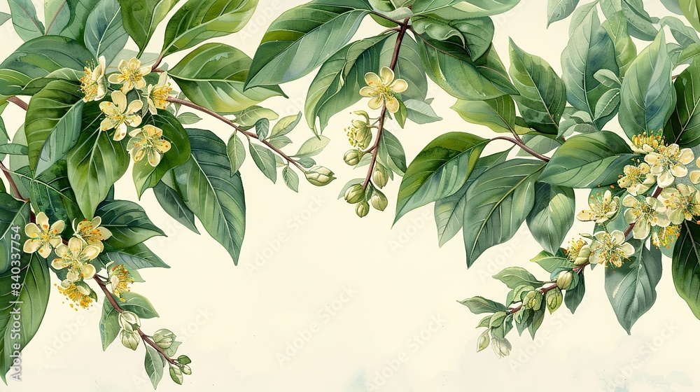 branches of the neem tree azadirachta indica or indian lilac hand drawn ...