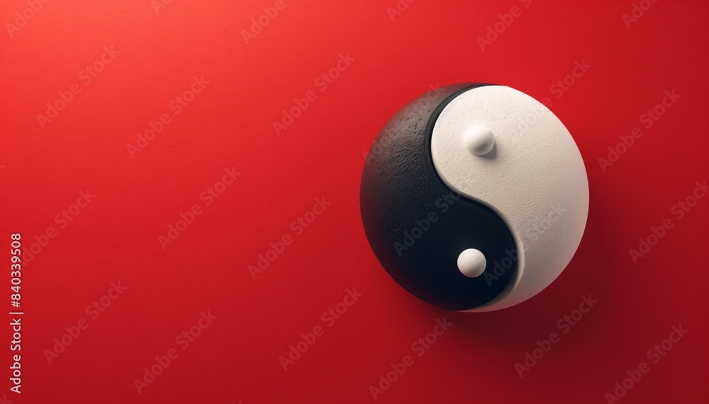Yin Yang Symbol on Red Background Representing Balance and Harmony in ...