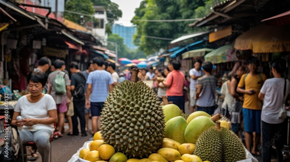 Thai durian stall, showcasing the various ways durian is prepared and ...