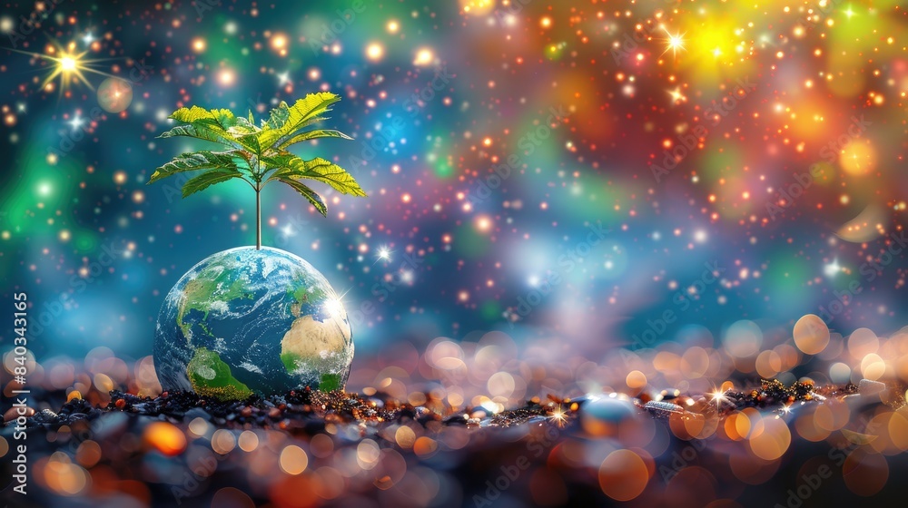 card for world earth day planting trees ozone day concept saving ...