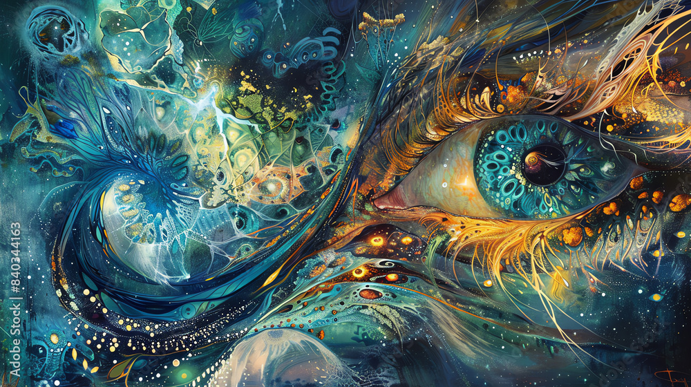 A mesmerizing eye-level view merging psychology with abstract art ...