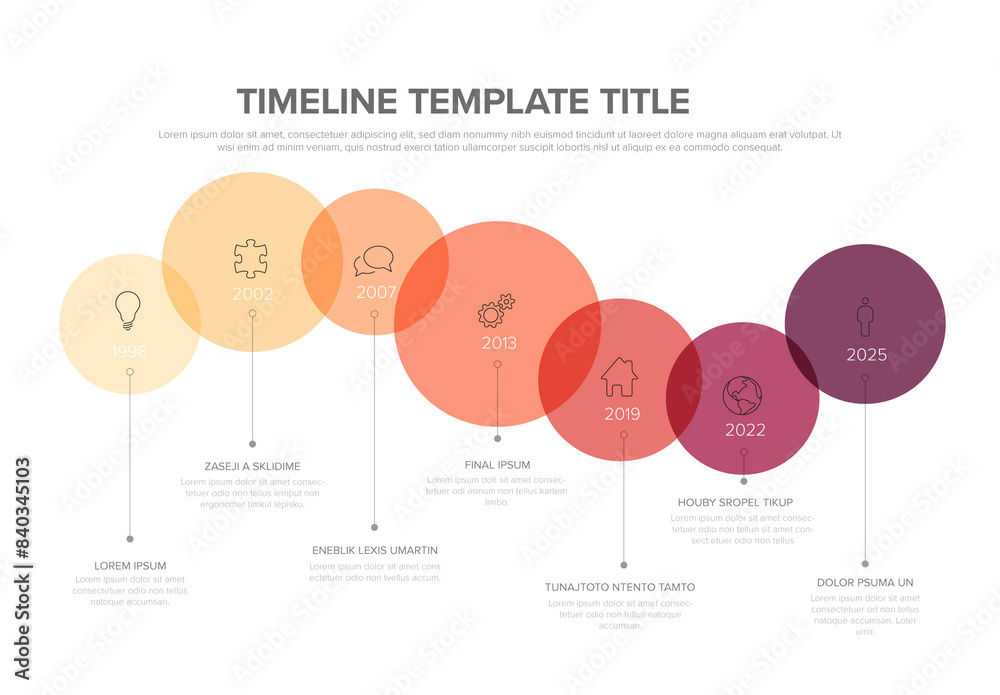 Red color circles on the time line - multipurpose infographic timeline ...